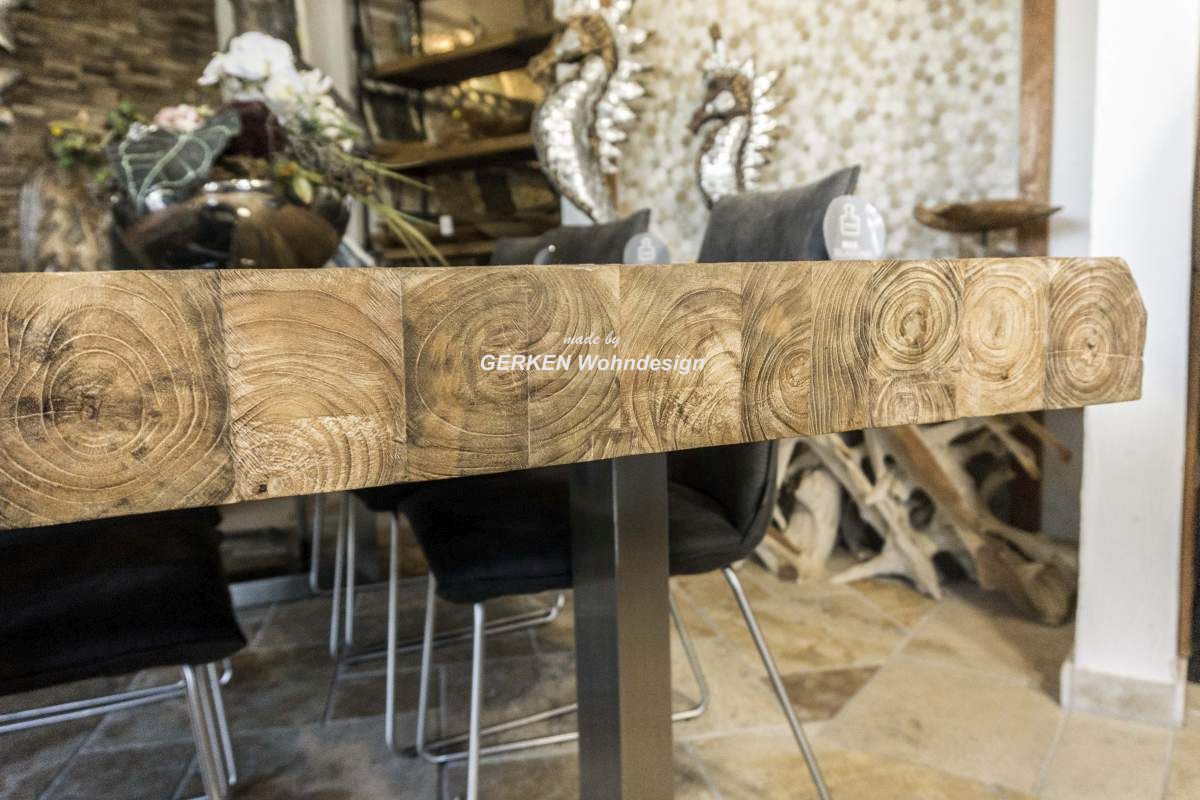 Solid wood dining table for 8 people | 10 cm thick solid wood