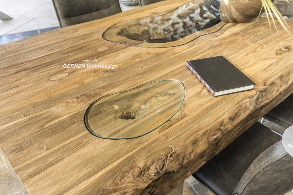 Solid wood dining table for 8 people | 10 cm thick solid wood