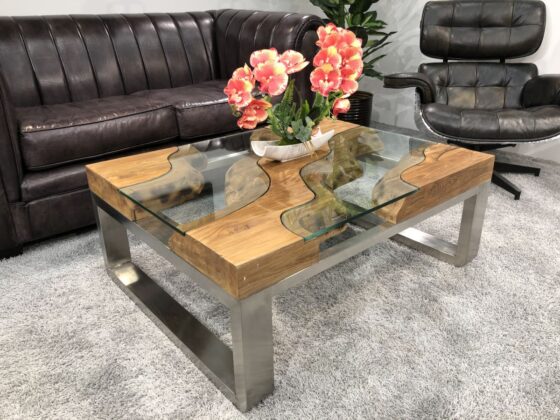 Low coffee table WILD LANDSCAPE | Made of wood